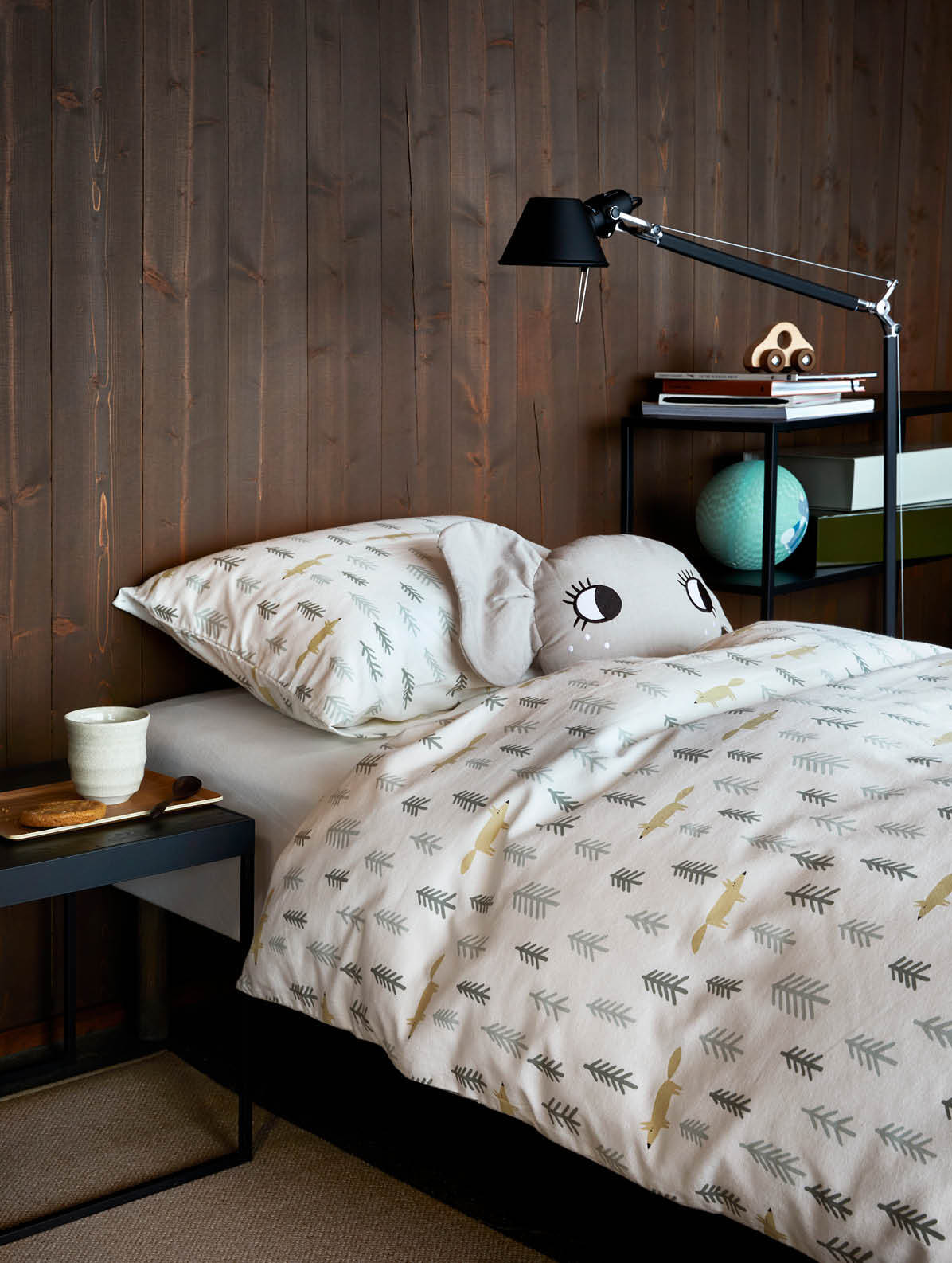 Skogstur flanellsengesett dempet grønn