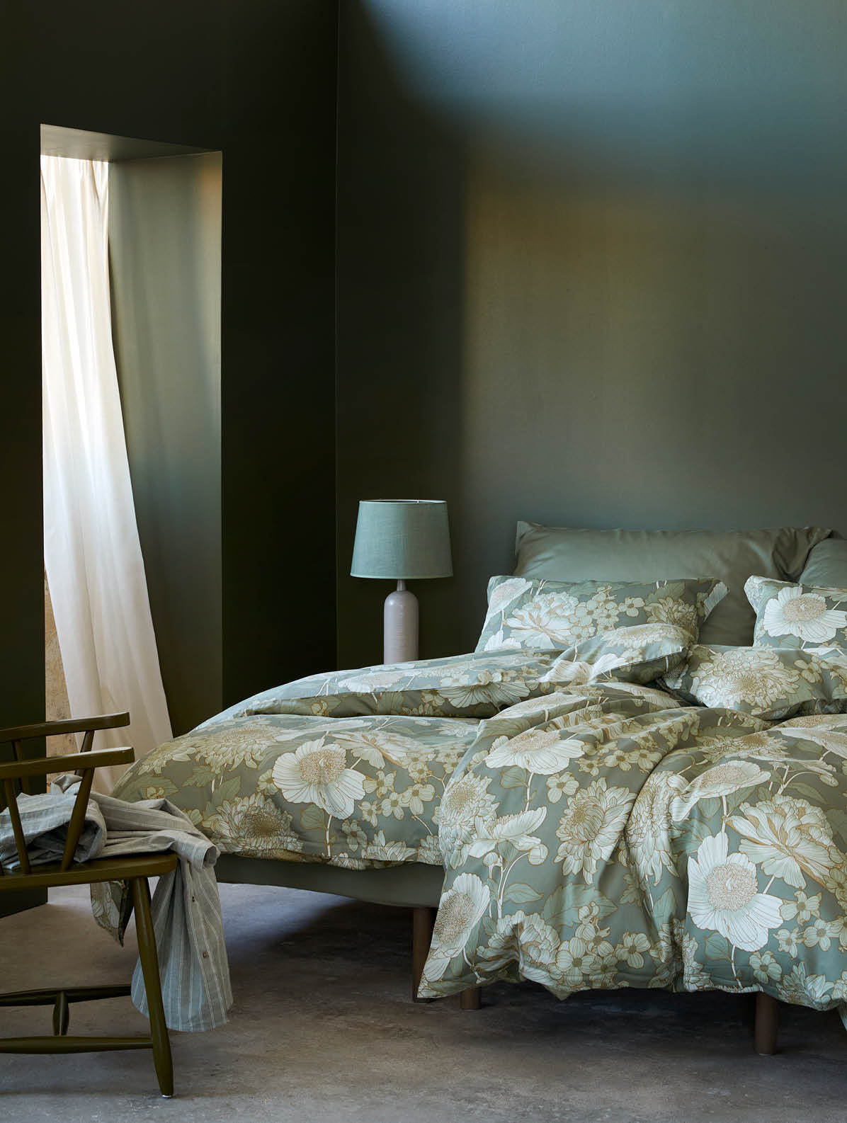 Isabell satengsengesett dempet grønn