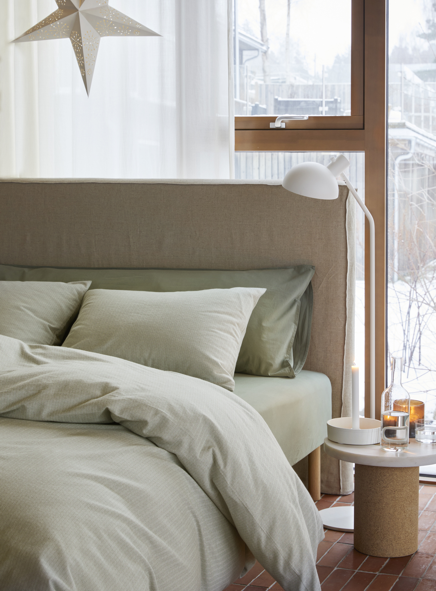 Balder flanellsengesett dempet grønn